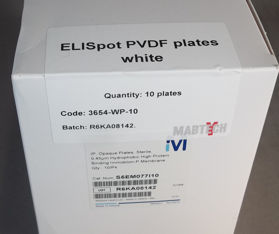 10/Pk Mabtech Millipore ELISpot PVDF Plates White 96 well # 3654-WP-10 ...