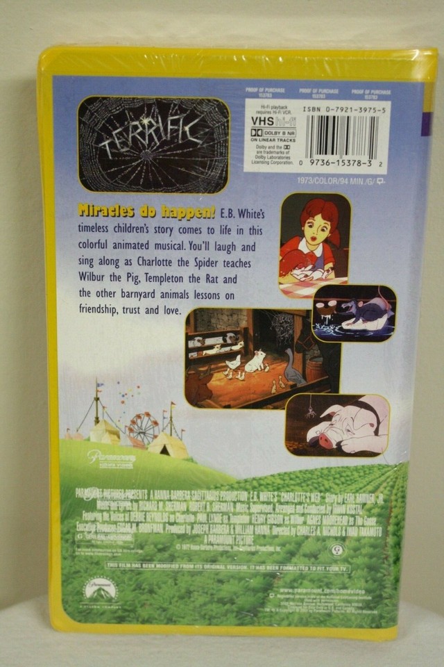CHARLOTTE'S WEB VHS Original 1972 Version Kids Video EB WHITE Animation ...