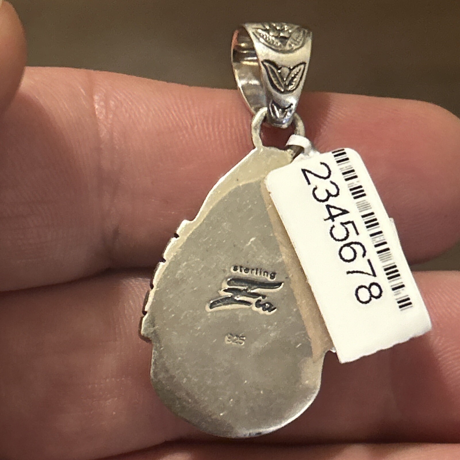 STERLING SILVER NATIVE AMERICAN SIGNED ZIA PURPLE SPINY OYSTER PENDANT ...