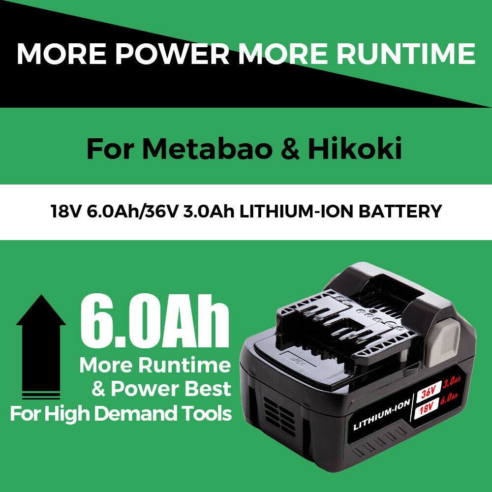 2PK For Metabo HIKOKI MultiVolt Li-Ion BSL36A18 Battery 36V/18V 6.0Ah ...