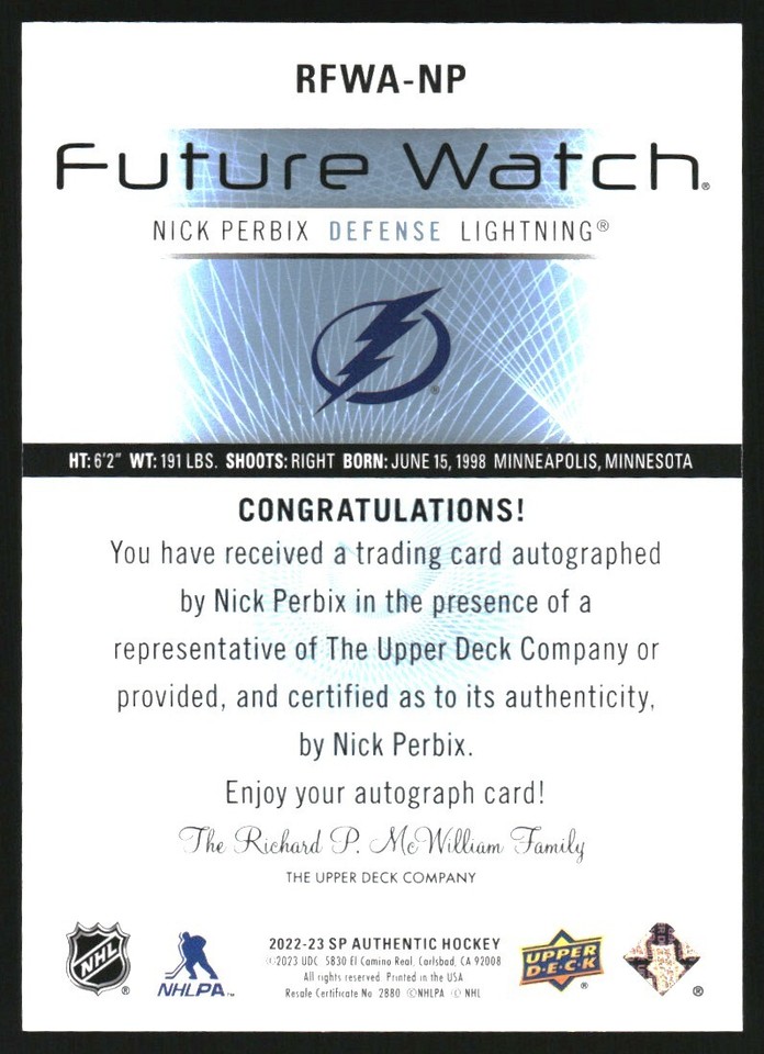 2022-23 SP Authentic '12-13 Retro Future Watch Autographs #NP Nick ...