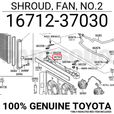 1671237030 Genuine Toyota SHROUD, FAN, NO.2 16712-37030 | eBay