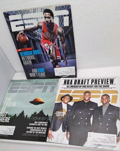 Lot of 3 ESPN Magazines 2014 NBA Embid Draft, Derrick Rose Covers | eBay
