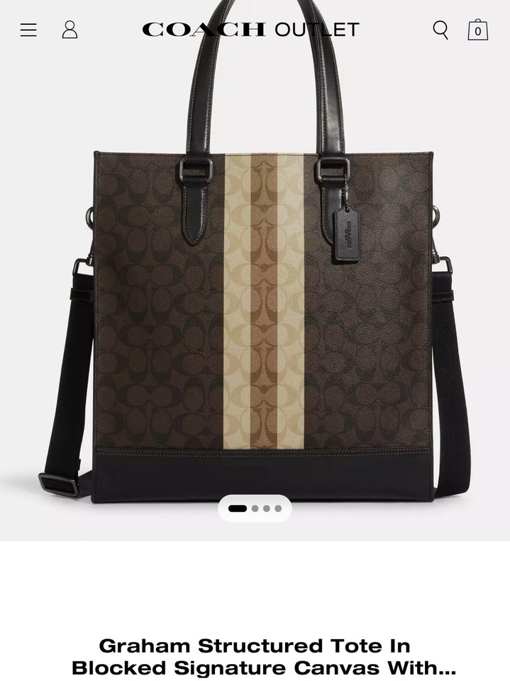 COACH Graham Structured Tote Signature Varsity Stripe | eBay