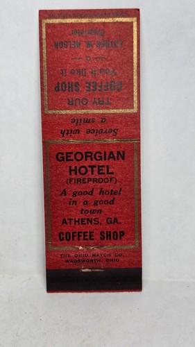 Vintage Matchbook Cover - GEORGIAN HOTEL - Athens, Georgia GA - Ohio ...