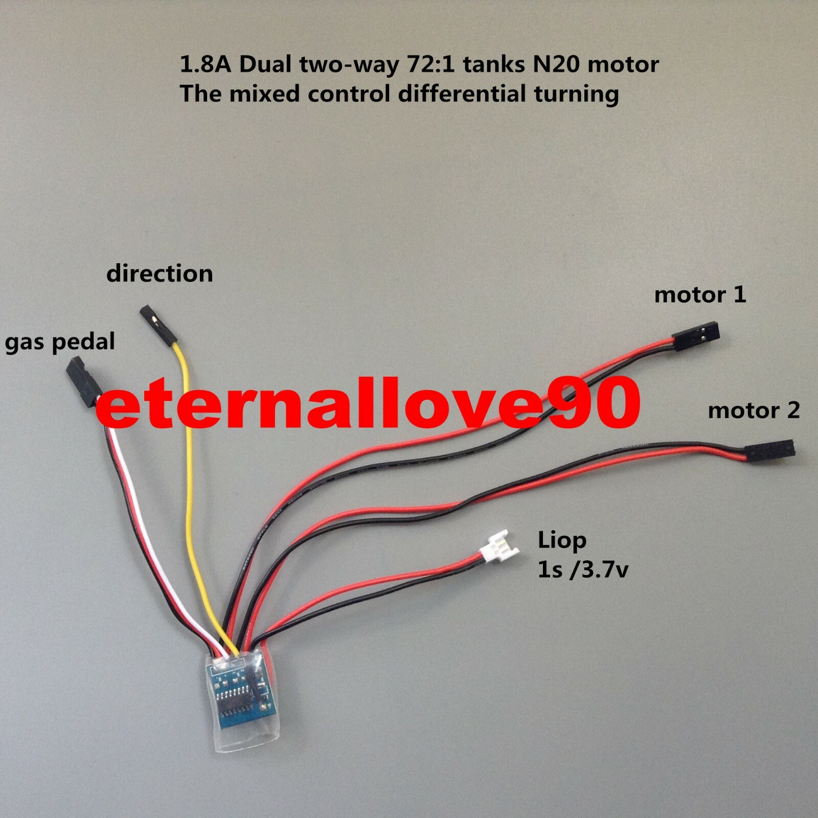 1.8Ax2 Brushed ESC Dual two-way Speed Controller 1:75 RC Tank 3.7v 1S ...
