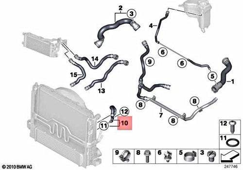 Genuine BMW E84 E89 X1 Z4 Roadster SUV Radiator Coolant Hose OEM ...