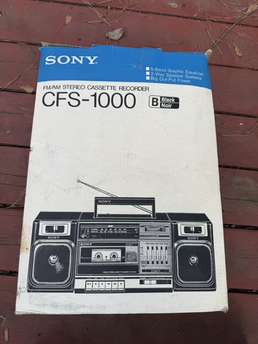 NOS Vintage Sony CFS-1000 Black AM/FM Stereo Cassette Player Boombox ...