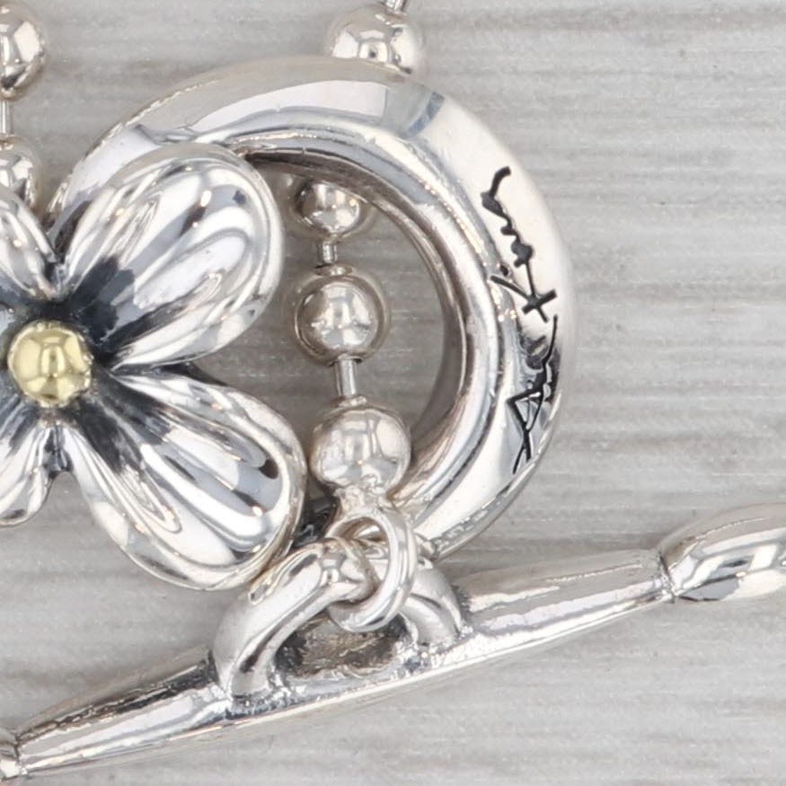 Ann King Flower Toggle Clasp Sterling Silver 18k Gold 24.25" Bead Chain ...