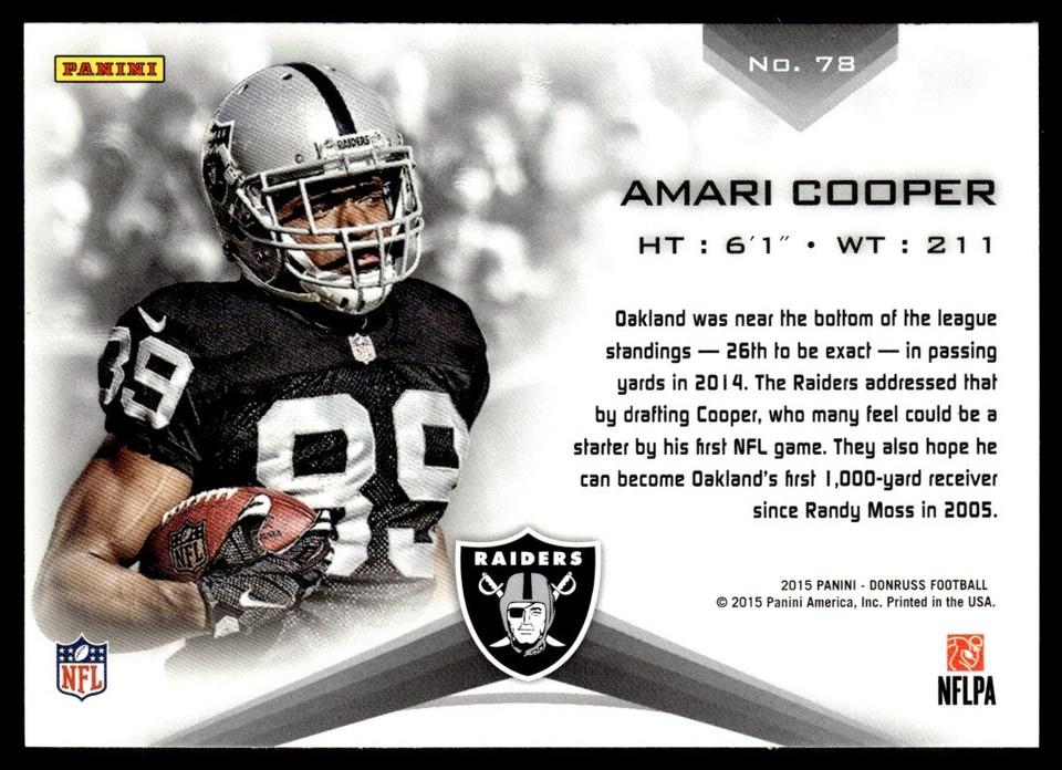 2015 Panini Rookies & Stars Longevity Embroidered Patches Amari Cooper ...