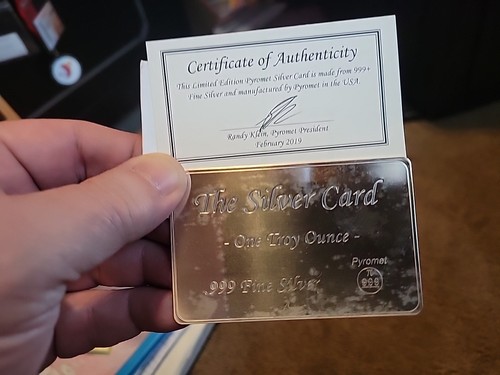 1 Troy oz Pyromet - The Silver Card - .999 Fine Silver - Fits in wallet ...