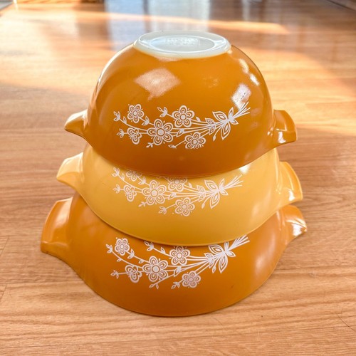 Vintage Pyrex Cinderella Bowls Butterfly Gold Mixing Bowl Set ...