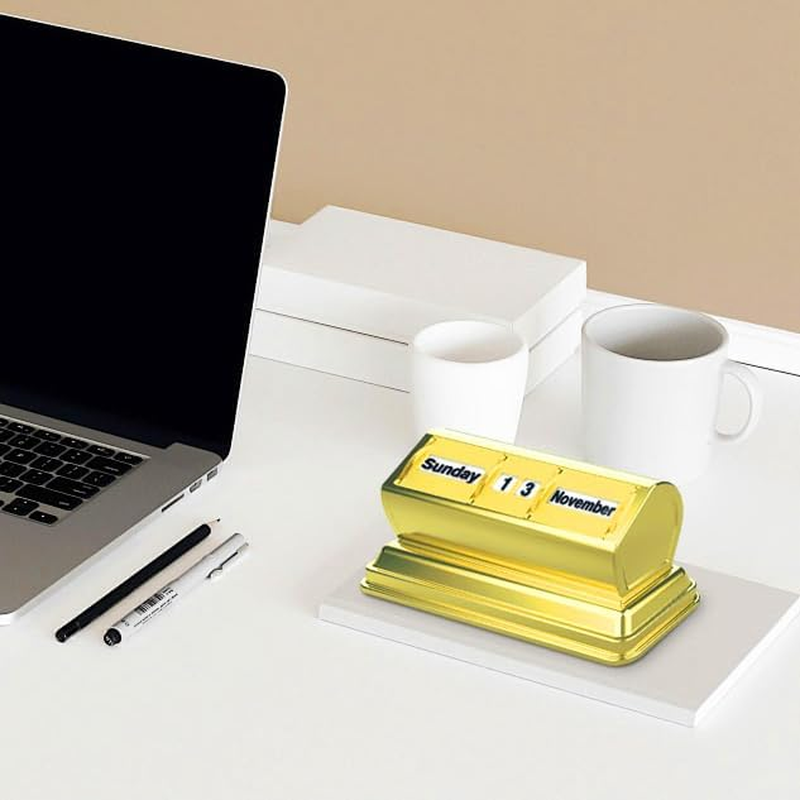 Set Luxury Desk Perpetual Calendar Metal Standing Wedding Anniversary ...