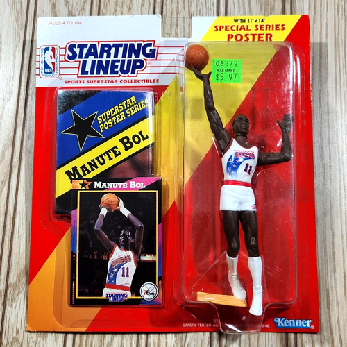 vtg 1992 Manute Bol Philadelphia 76ers SLU Basketball NBA Figure Card ...