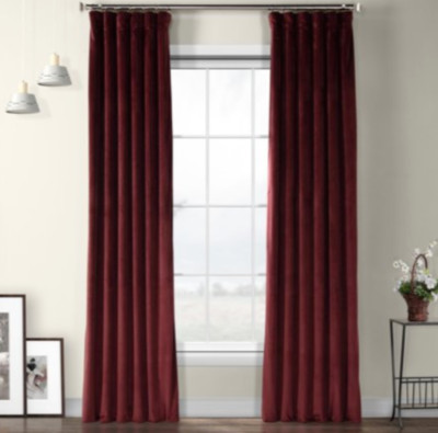 Exclusive Fabrics & Furnishings Red Velvet Pole Pocket Curtain 50in x ...