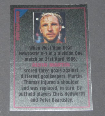 297 ALVIN MARTIN WEST HAM UTD HAMMERS PANINI FOOTBALL PREMIER LEAGUE ...
