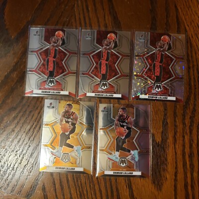 5 DAMIAN LILLARD 2021-22 Mosaic Basketball #50 Fast Break Silver Prizm ...