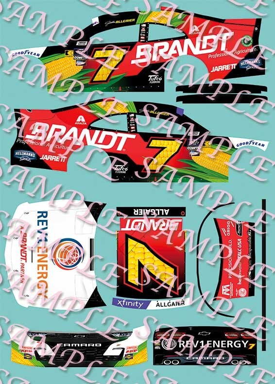 2024 Justin Allgaier Rev1 Energy #7 Xfinity 1/64 Peel& Stick Decals | eBay
