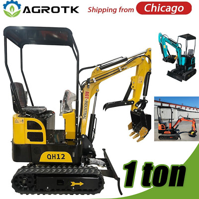 AGT QH12 Mini Excavator 1Ton Digger 13.5HP Engine Tracked Crawler B&S ...