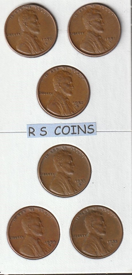 EVERY LINCOLN CENT MINTED from 1935S to 1955S / S mints / 21 COIN SET ...