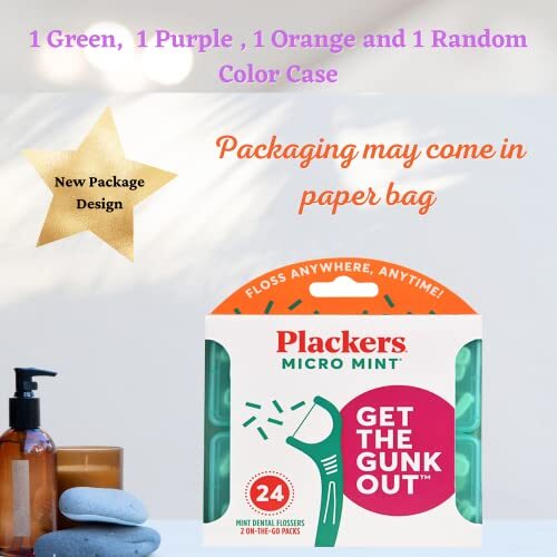 Plackers Micro 12 Count Flosser with Travel Case, Mint, 4-Pack Free ...