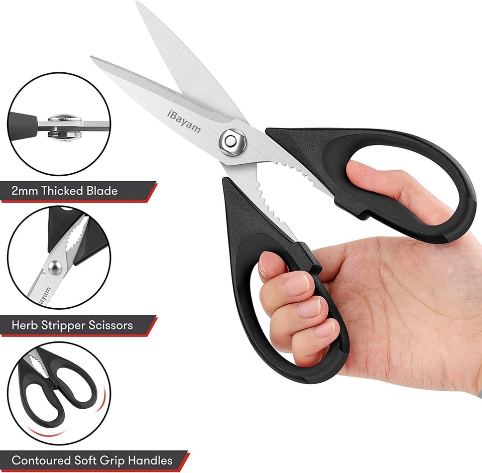 2PCS Stainless Steel Kitchen Scissors Duty Meat Poultry Food Cooking ...