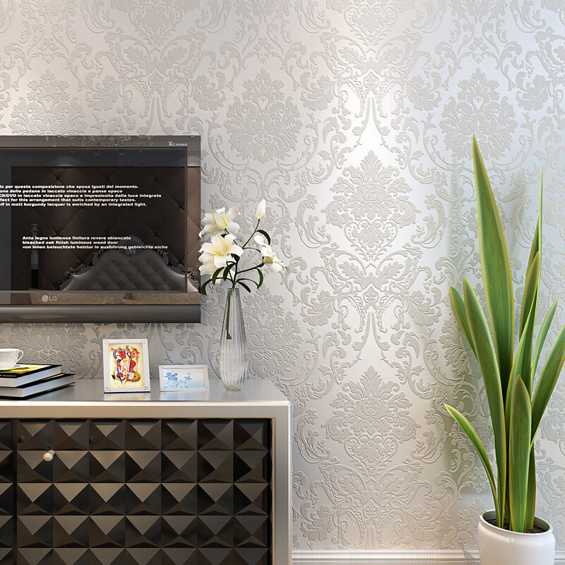 Waterproof 3D Embossed Wallpaper Sticker Roll Damascus PVC DIY Self ...