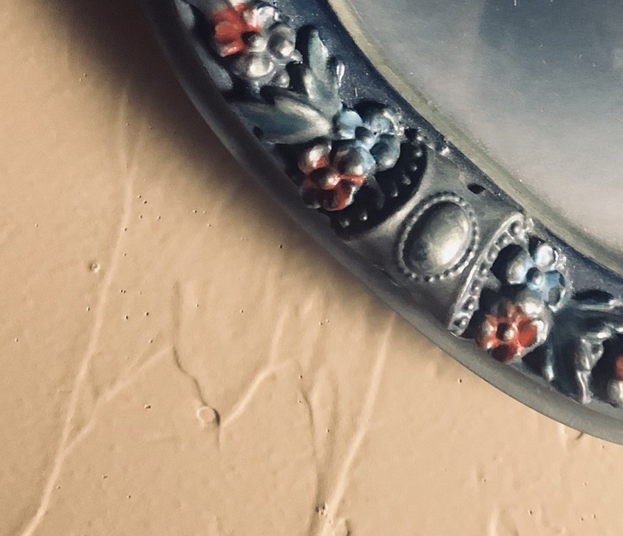 Antique Vtg Black & Silver Wood Convex Curved Bubble Glass Picture ...