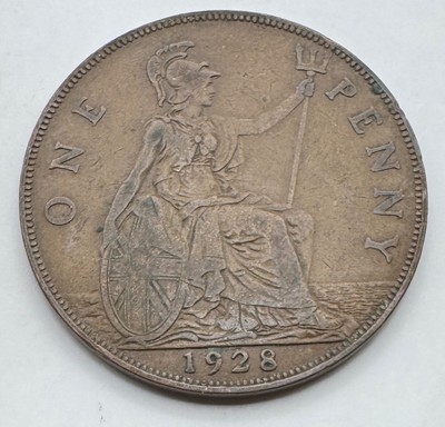 1928 Great Britain One Penny - UK - 1 Penny - British - England - Ships ...