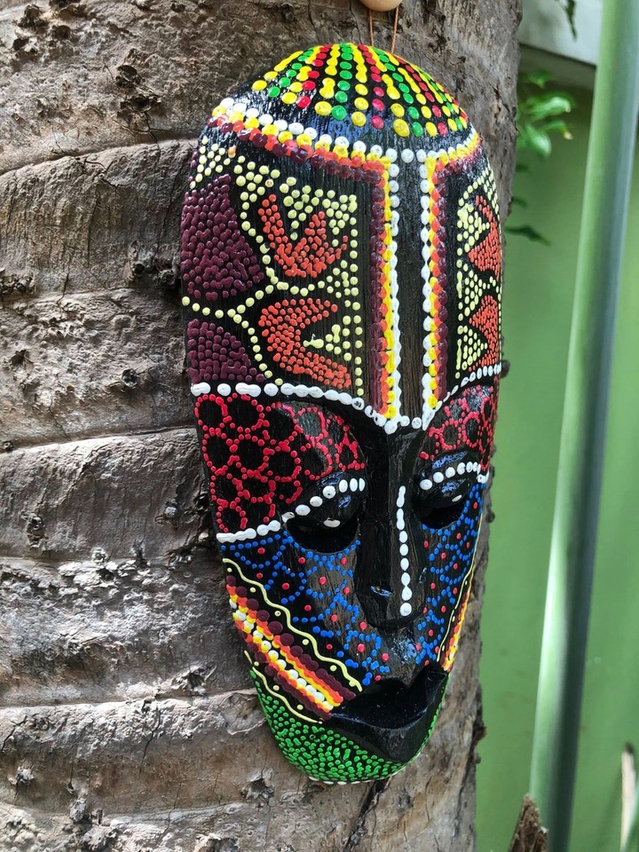 Mask Decor Owl Patio Carving Wooden Bird Hanging Wall African Tiki ...