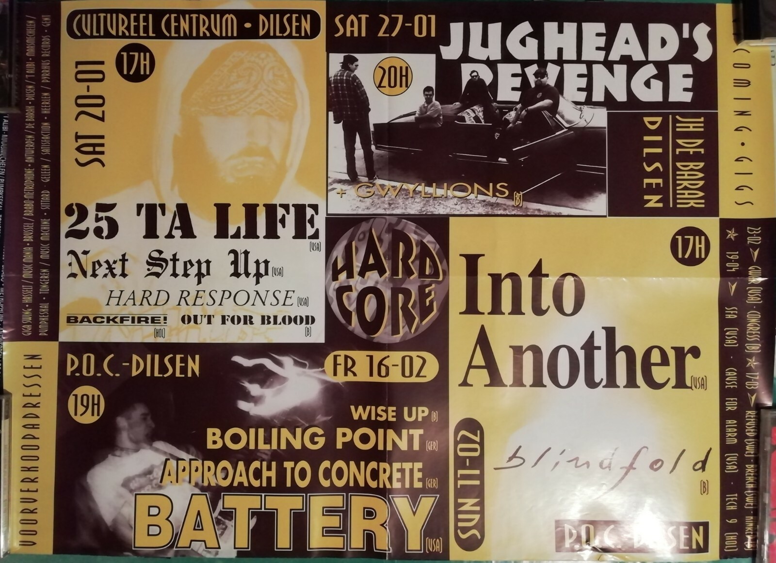 Into Another, Battery, 25 Ta Life, Jugheads Revenge concerts poster sxe ...