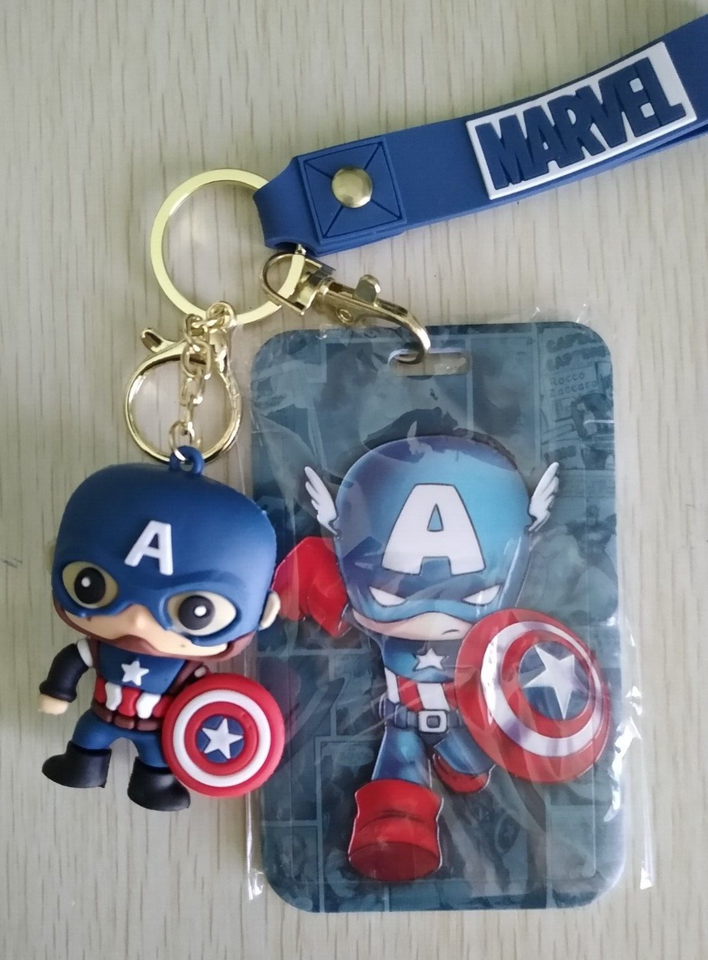 Captain America Keychain & card holder with keyring and figure | eBay