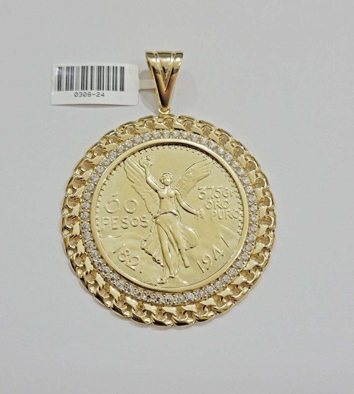 1947 Mexican Centenario Coin Charm Pendant Replica 50 pesos With Bezel ...
