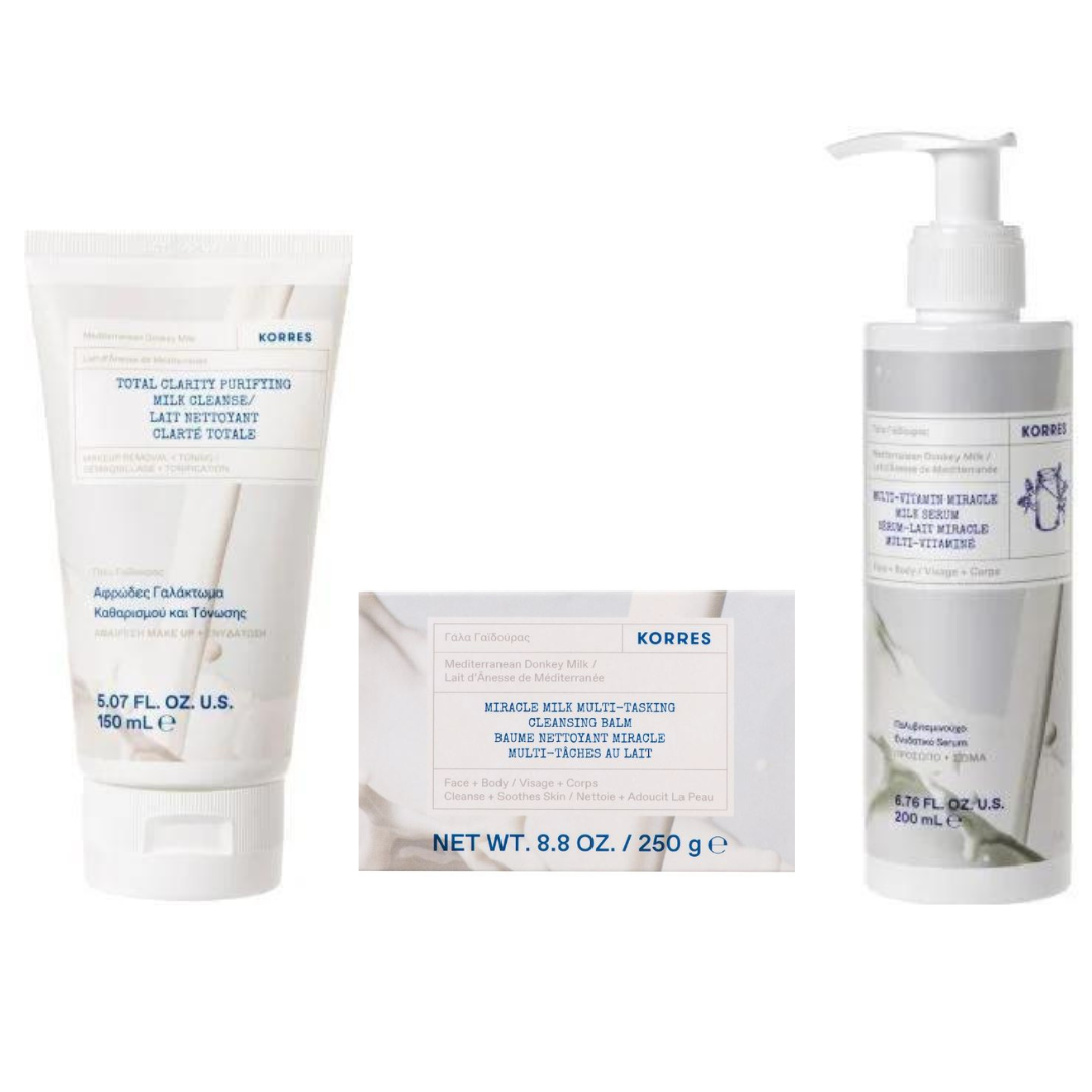 KORRES Donkey Milk Cleanser + Face and Body Serum 200mL +Donkey Milk ...