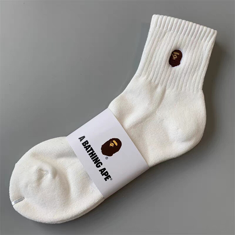BAPE A Bathing Ape Head Embroidered Crew Socks - 3pcs | eBay