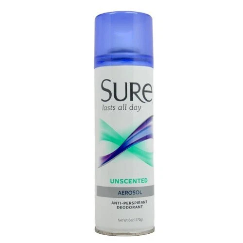 Sure Anti Perspirant & Deodorant Aerosol Spray Unscented 6Oz Each ...