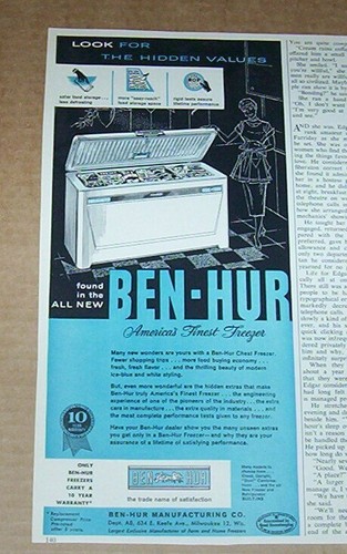 1958 print ad - Ben-Hur farm home freezers Milwaukee Wisconsin old ...