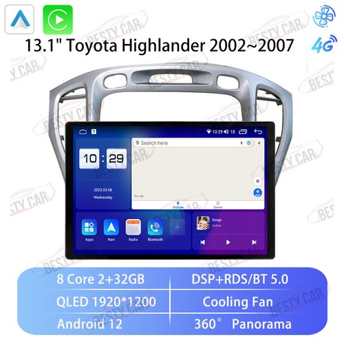 13.1" Android 12 for Toyota HIGHLANDER 2002~07 Car Stereo Radio GPS ...