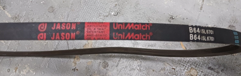 Jason Industrial B64 V-Belt, 5L670, 67 Inch Length x 0.66” Width x 0.41 ...