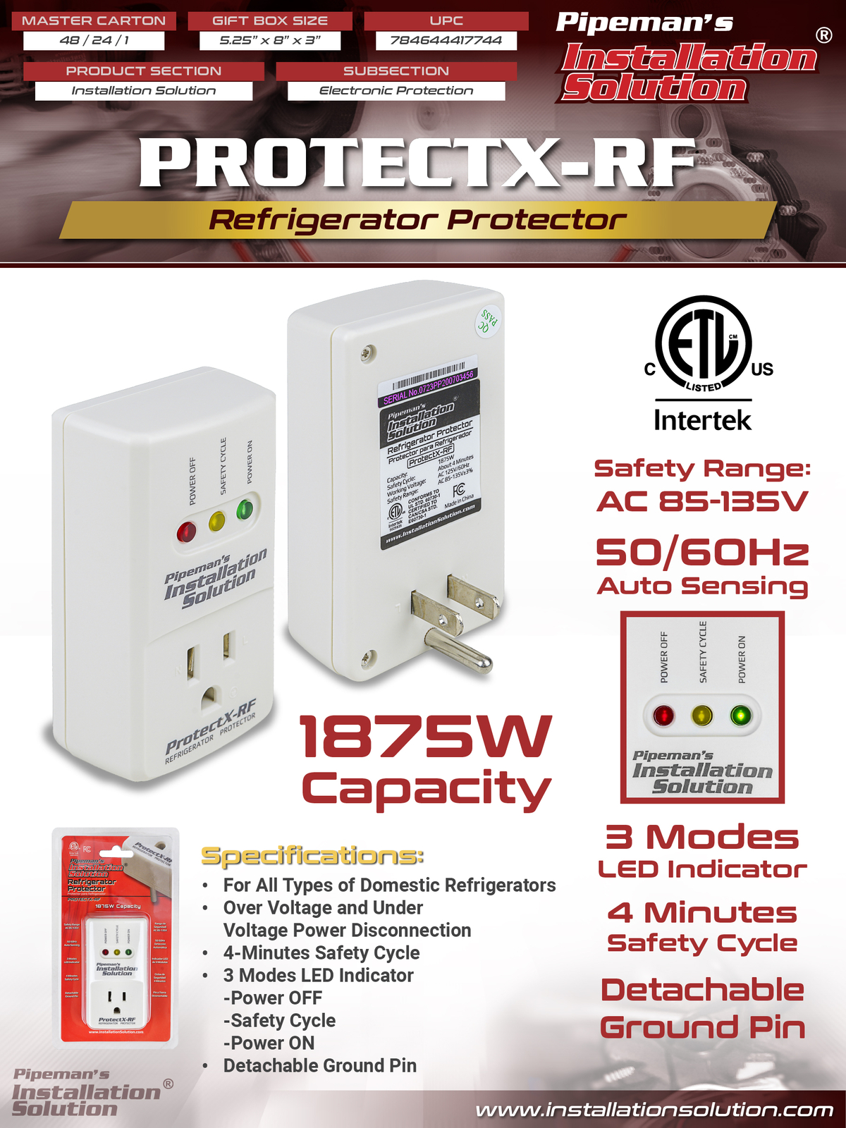 2-Pack 1800 Watts Refrigerator Voltage Surge Protector Appliance (New ...