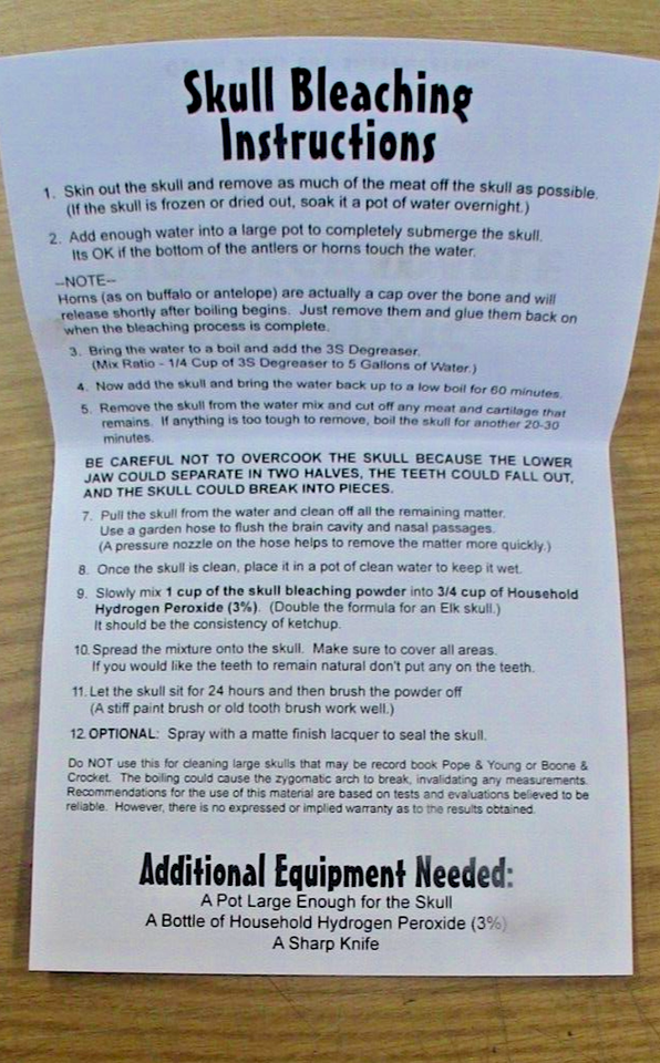 Skull Bleaching Kit, Deer, Bear, hunting Lodge, bones | eBay