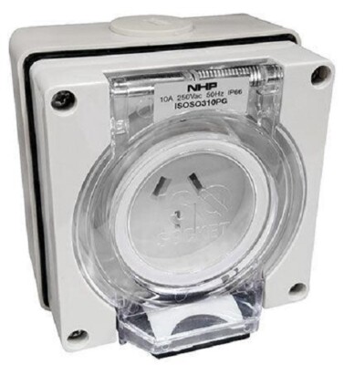 Iso SOCKET OUTLET 250V 1-Phase 3-Pin Flat, Surface Mount, Grey- 10A Or ...