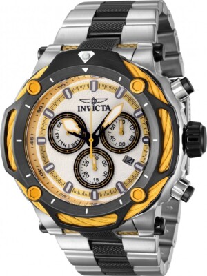 Invicta Men's Bolt Silver Dial Chronograph Swiss Quartz Black Bezel ...