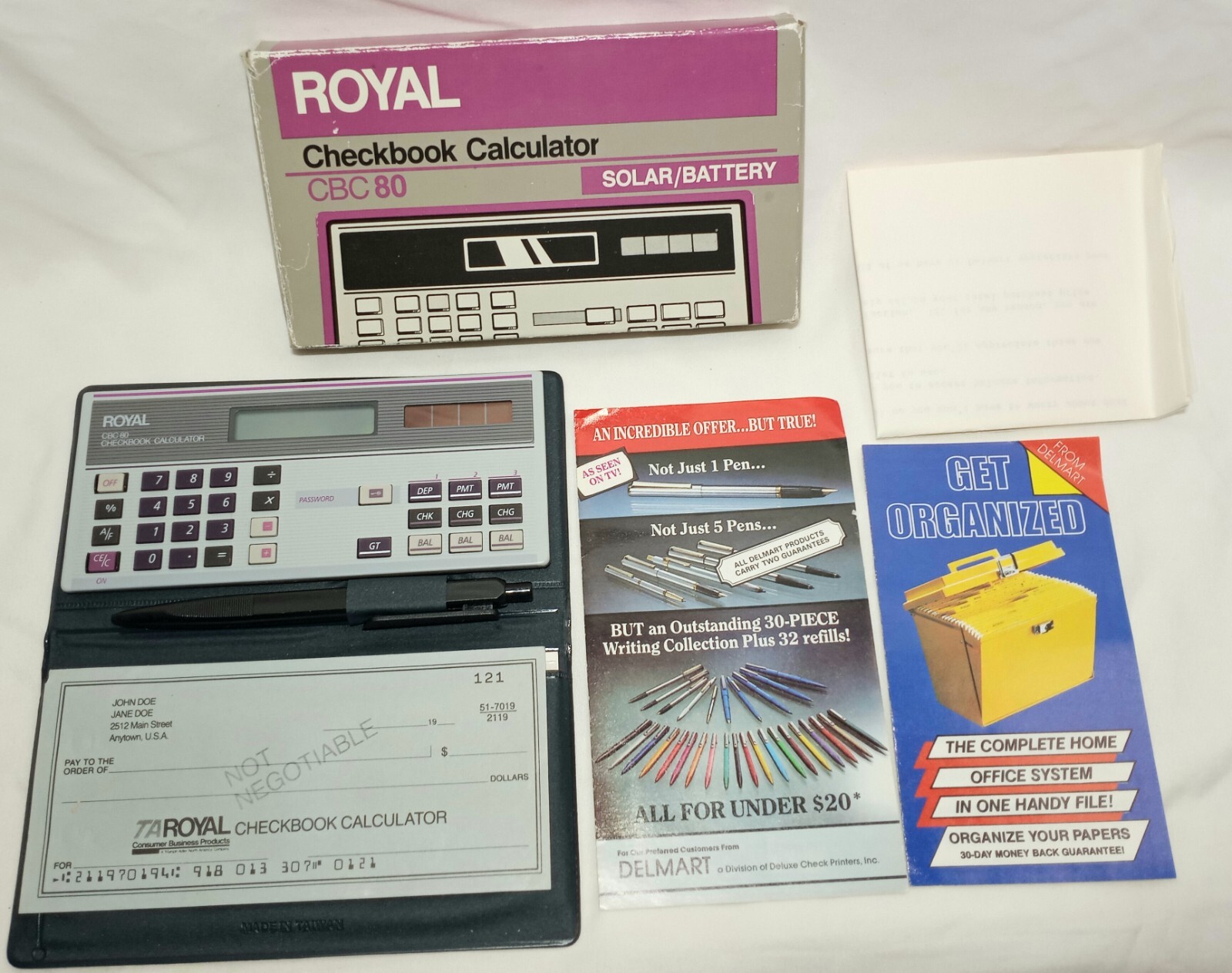 Vintage ROYAL CBC 80 Checkbook Calculator SOLAR with Cover Box Numbers ...