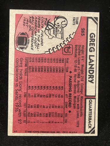 Greg Landry -Massachusetts- Baltimore Colts Autographed Card | eBay