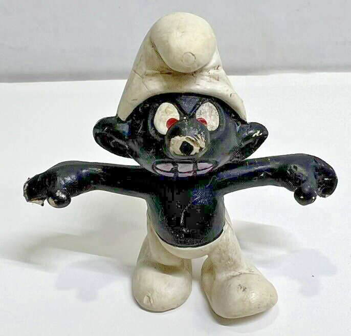 Angry Smurf Black Teeth Vintage Figure Schleich Peyo Figure made in ...