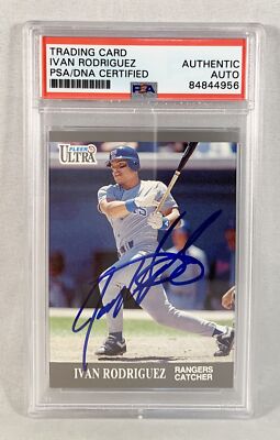 Ivan Rodriguez Signed Rookie Card 1991 Fleer Ultra #58 Pudge PSA/DNA ...