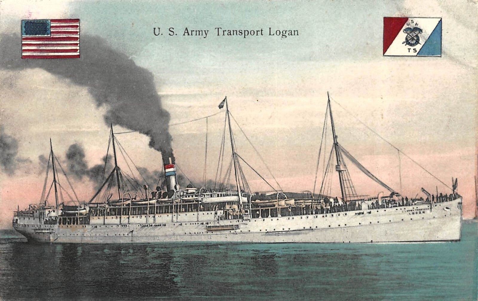 Postcard Military USAT US Army Transport Ship Logan 1908 | eBay