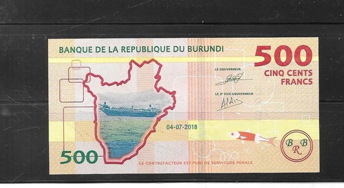 BURUNDI #50a.2 2018 500 FRANCS UNUSED NEW BANKNOTE PAPER MONEY CURRENCY ...