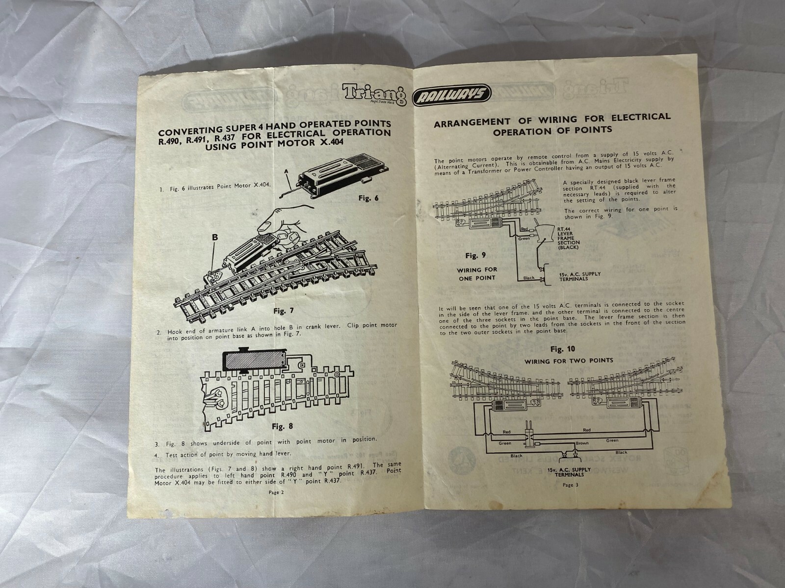 Triang Super 4 Track Points/point motors/wiring instructions sheet ...